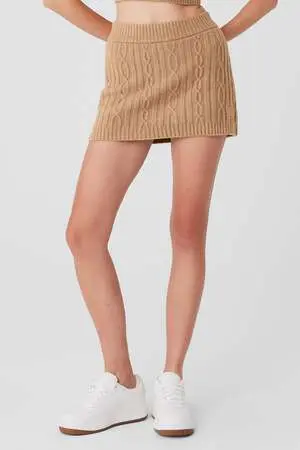 Alo Yoga Cable Knit Mini Skirt - Toasted Almond | Editorialist